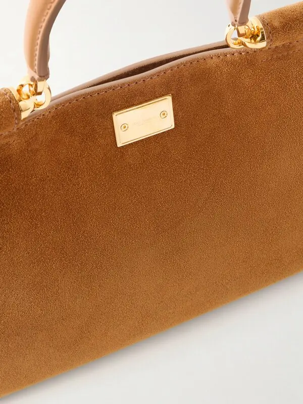 Dolce & Gabbana Vittoria Suede Tote With Leather Trim - Brown