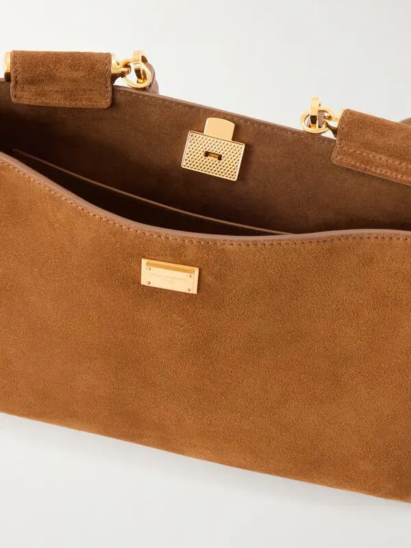 Dolce & Gabbana Vittoria Suede Tote With Leather Trim - Brown