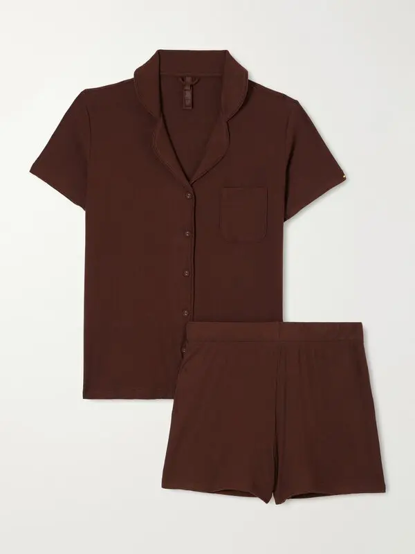 SKIMS Soft Lounge Ribbed Modal-blend Pajama Set - Brown