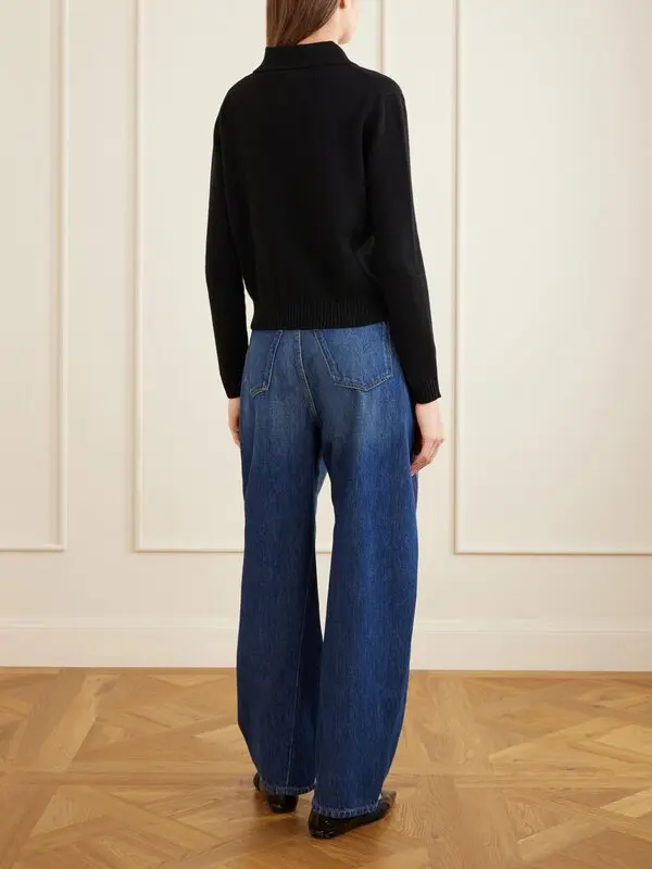 Givenchy Logo-embroidered Wool And Cashmere-blend Polo Sweater - Black