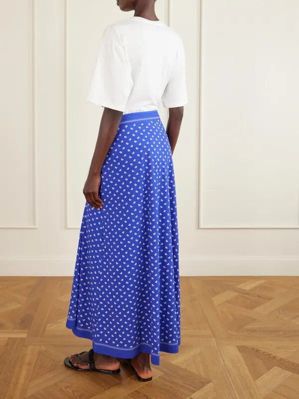 Christopher Esber Orbit Embellished Ruched Printed Stretch-jersey Maxi Skirt - Purple