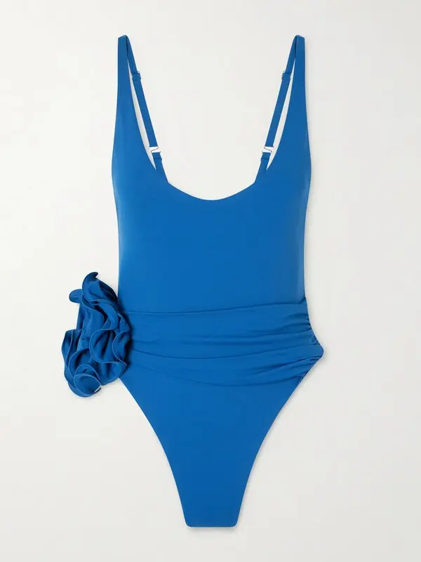 Magda Butrym Embellished Gathered Swimsuit - Blue
