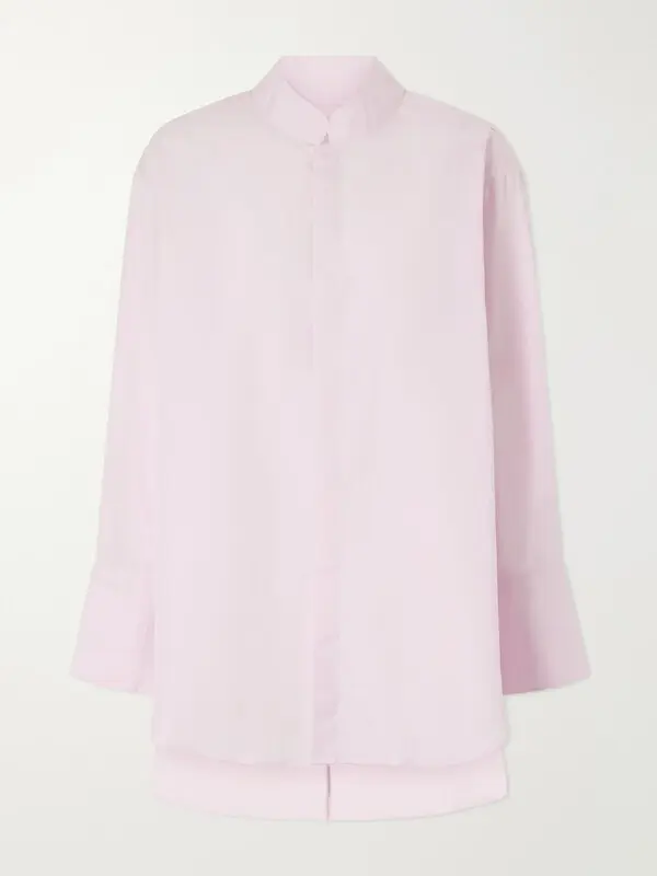Comme Si Mandarin Collar Striped Cotton-poplin Tunic Shirt