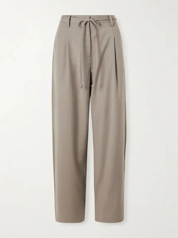 ST. AGNI Pleated Wool-blend Barrel-leg Pants