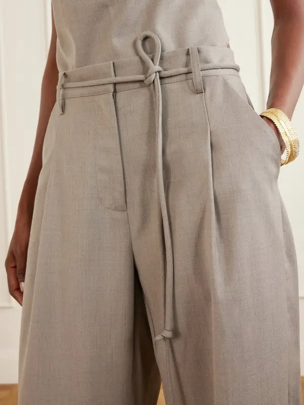ST. AGNI Pleated Wool-blend Barrel-leg Pants