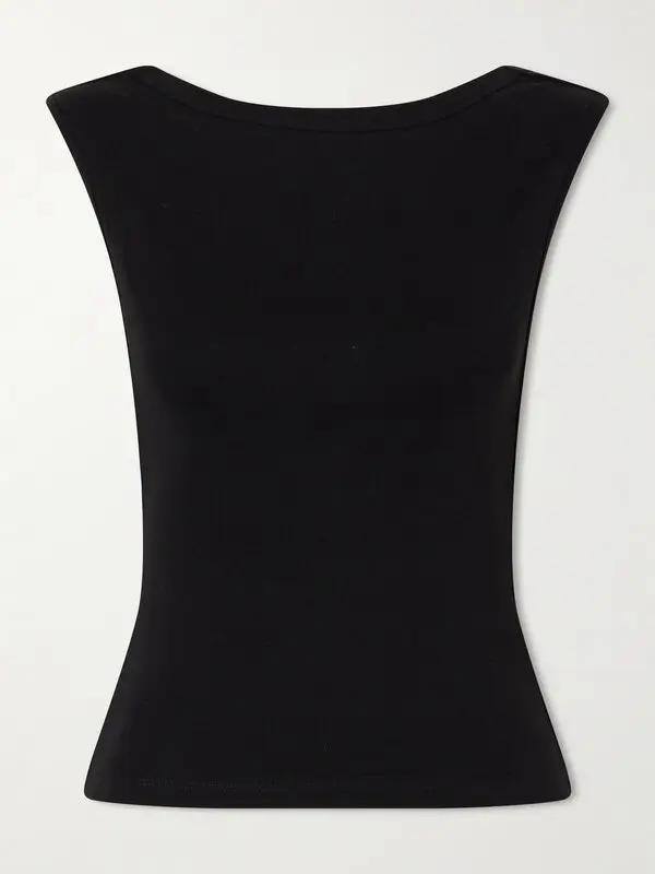 ST. AGNI Ballerina Organic Cotton-jersey Top - Black