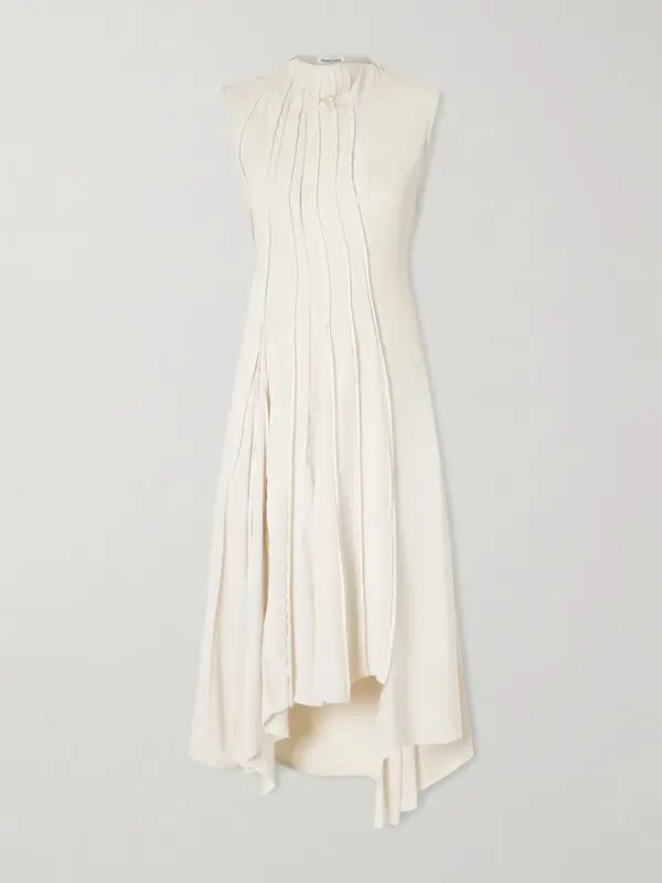 Victoria Beckham Pleated Cady Midi Dress