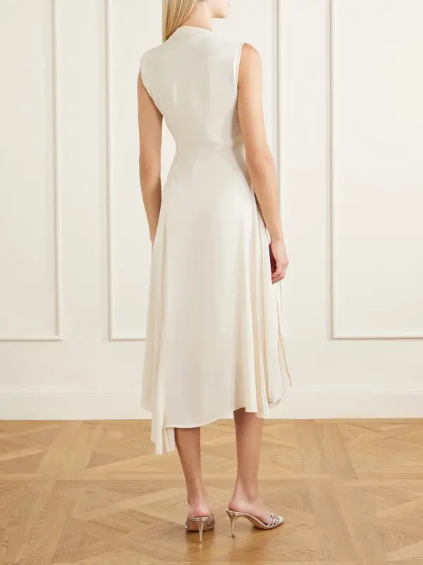 Victoria Beckham Pleated Cady Midi Dress