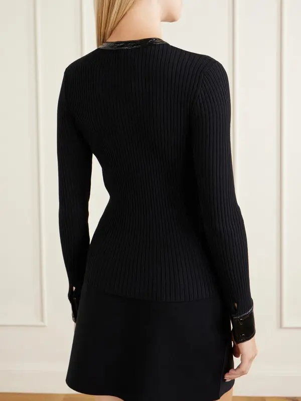 COURREGES Courrèges Logo-embroidered Ribbed-knit Cardigan