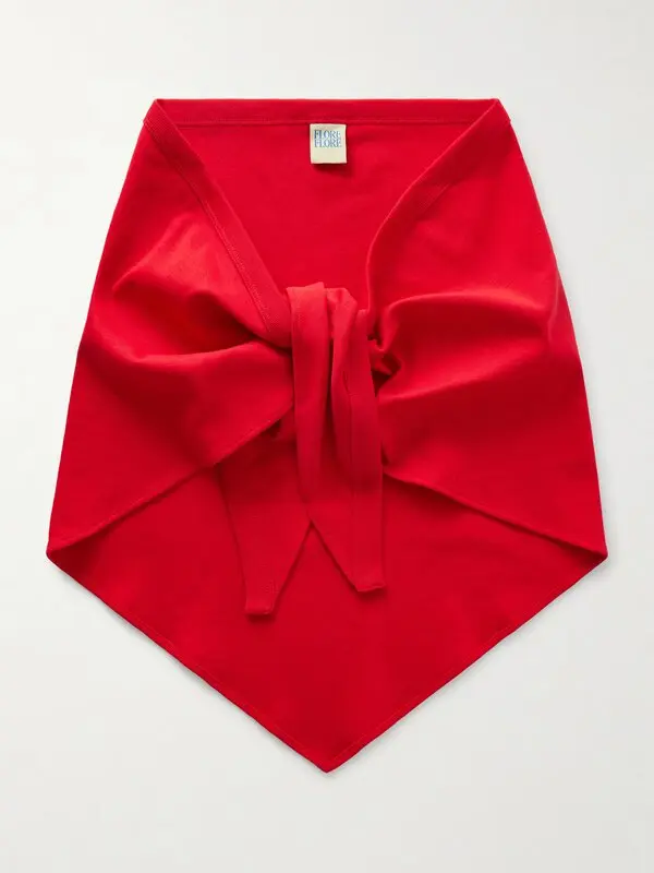 FLORE FLORE Frayed Organic Cotton Scarf - Red