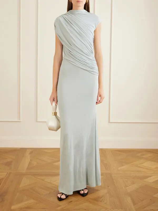 Tove Gathered Jersey Maxi Dress
