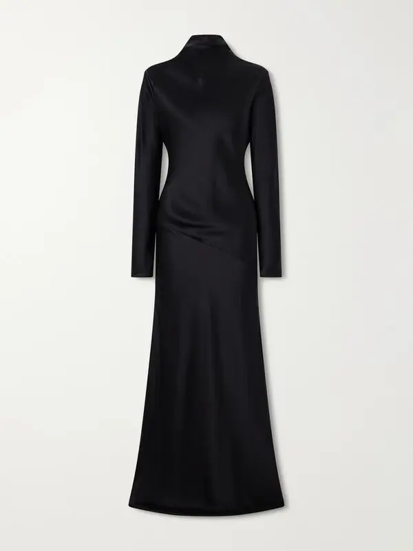 Tove Gio Silk-cloqué Maxi Dress With Open Back - Black