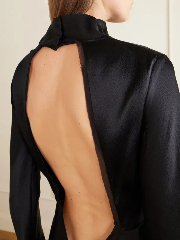 Tove Gio Silk-cloqué Maxi Dress With Open Back - Black
