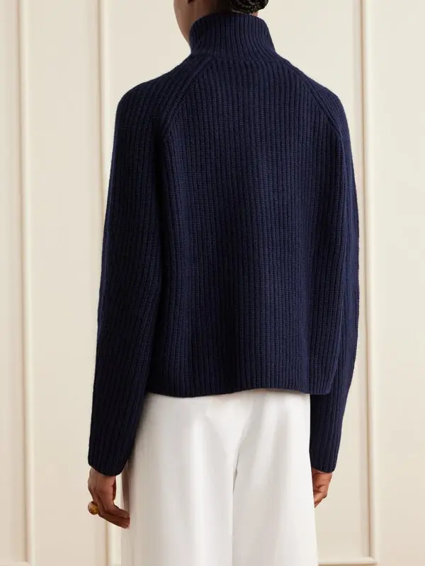 LISA YANG Sadie Ribbed Cashmere Cardigan - Blue