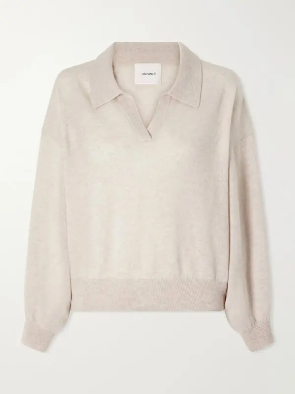 LISA YANG Katriel Cashmere Polo Sweater - Neutrals