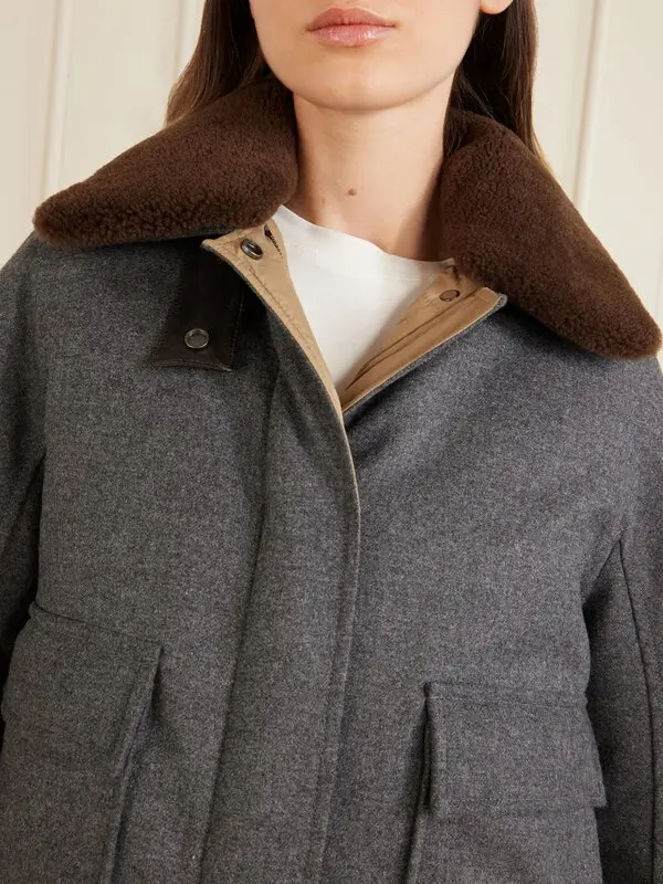Brunello Cucinelli Shearling-trimmed Padded Wool And Cashmere-blend Down Jacket