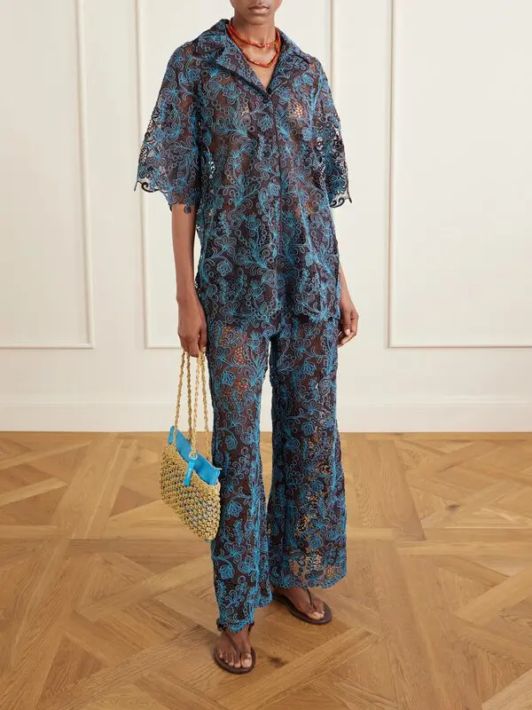 ALEMAIS Francine Lace Wide-leg Trousers