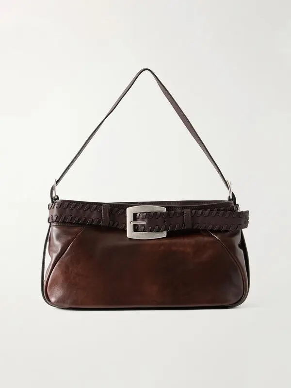 Staud Brooklyn Belted Leather Shoulder Bag - Brown