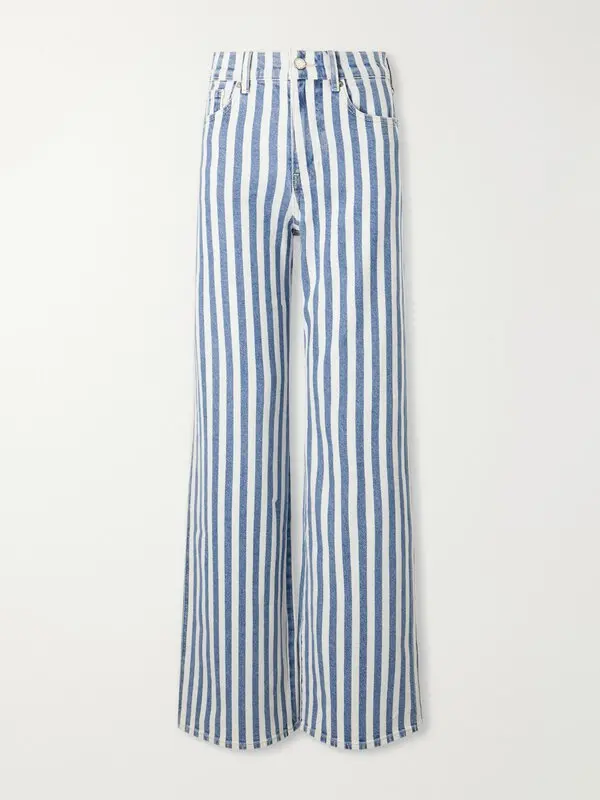 Veronica Beard Taylor Striped High-rise Wide-leg Jeans