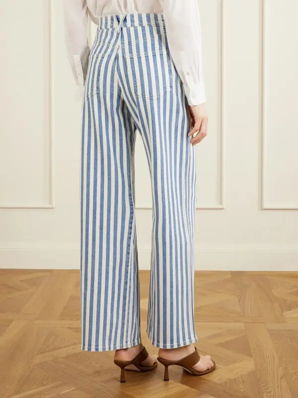 Veronica Beard Taylor Striped High-rise Wide-leg Jeans