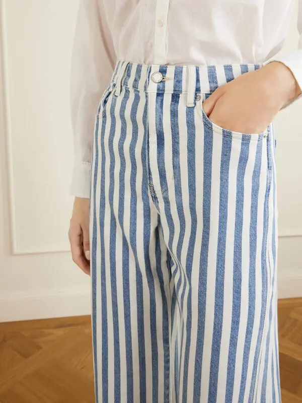 Veronica Beard Taylor Striped High-rise Wide-leg Jeans