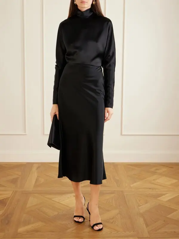 Galvan Valletta Satin Midi Skirt