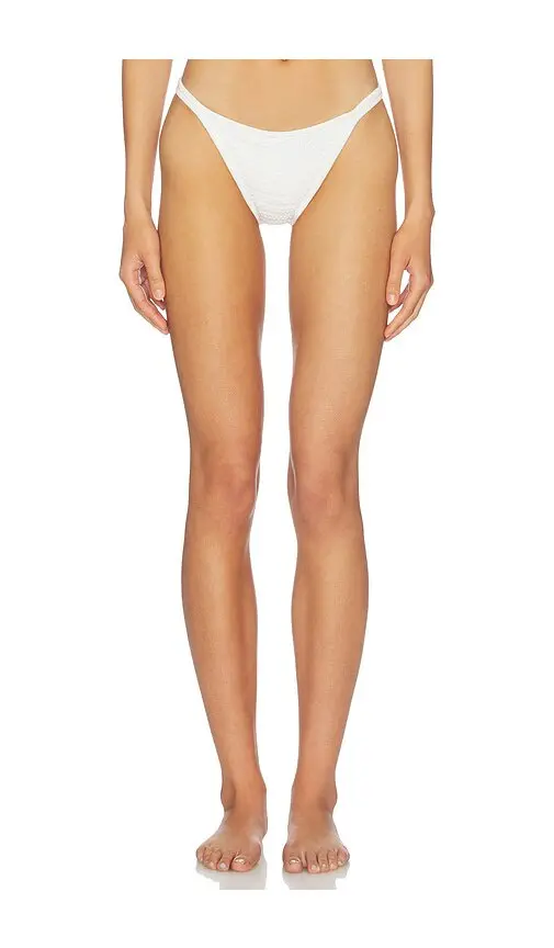 Frankies Bikinis X Paige Lorenze Tide Knit Bikini Bottom - White Chapel