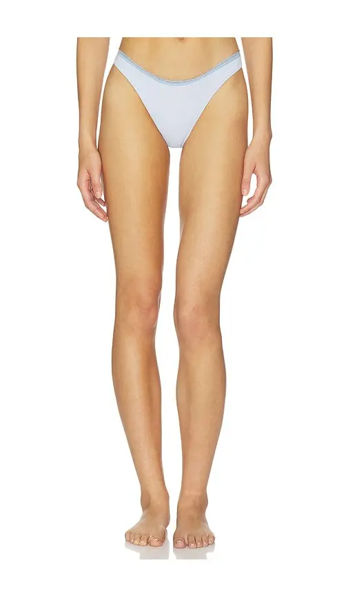 Frankies Bikinis X Paige Lorenze Dove Ribbed Bikini Bottom In Baby Blue - Something Blue
