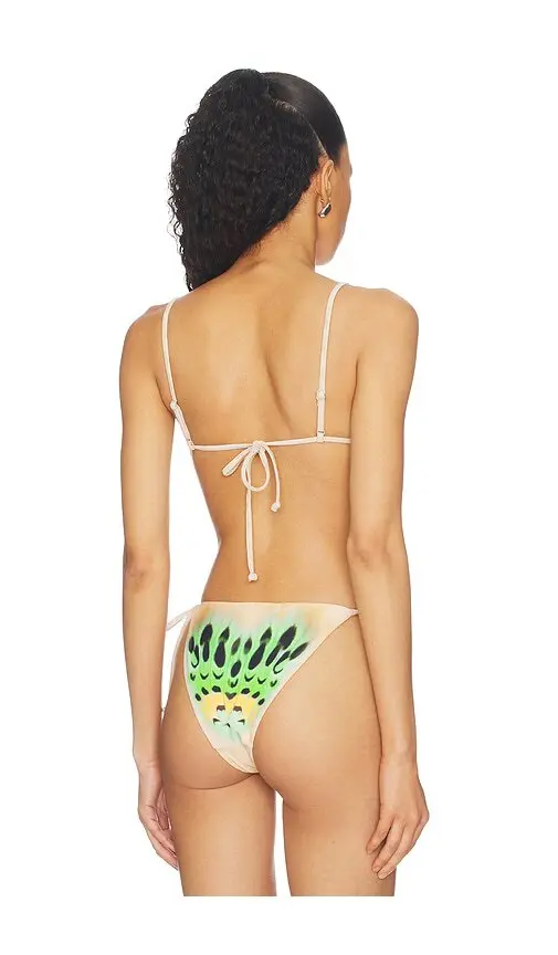 AFRM Capri Beaded Bikini Top In Green,beige