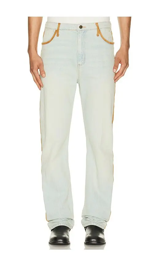 AUSTIN POST Leather Edge Highland Slim Cut Jean In Blue
