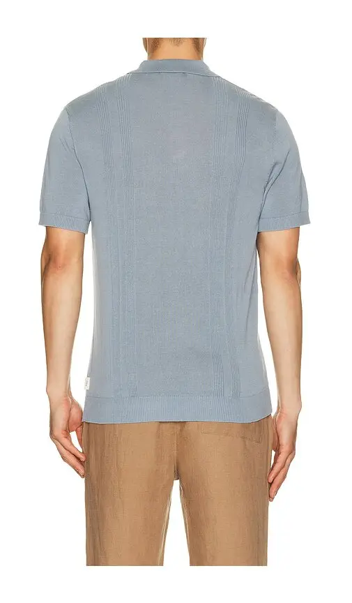 Onia Silk Ribbed Knit Polo Shirt In Blue