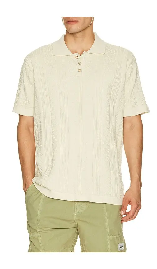 CRITICAL SLIDE Rails Knit Polo In Cream - Ecru