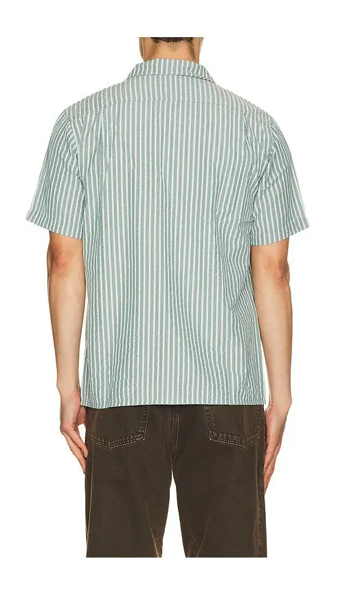 RHYTHM Seersucker Stripe Shirt In Green