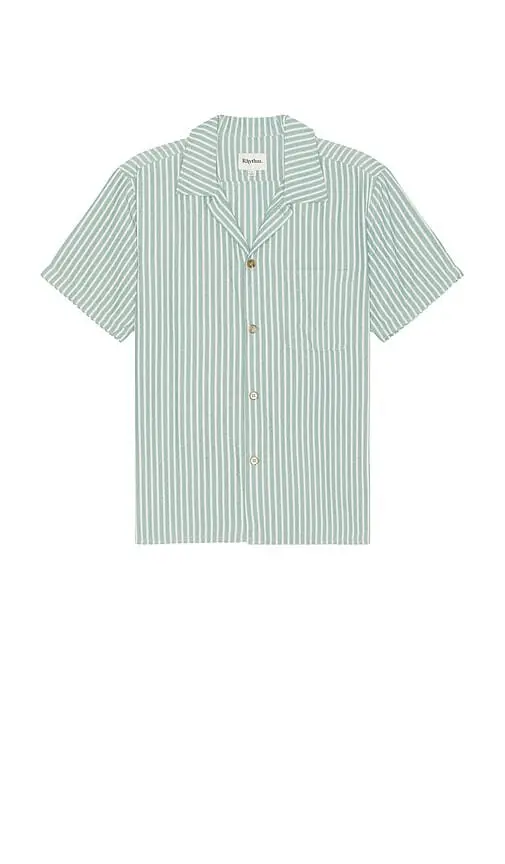RHYTHM Seersucker Stripe Shirt In Green