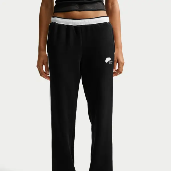Nike Studio Fleece Mid-rise "run Club" Track Pants - Black