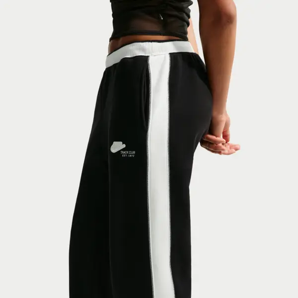 Nike Studio Fleece Mid-rise "run Club" Track Pants - Black