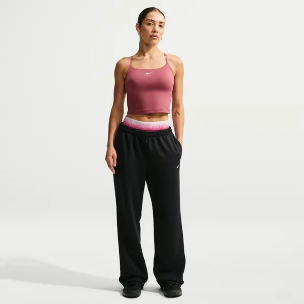 Nike Studio Fleece Sport Dri-fit Mid-rise Open-hem Pants - Black