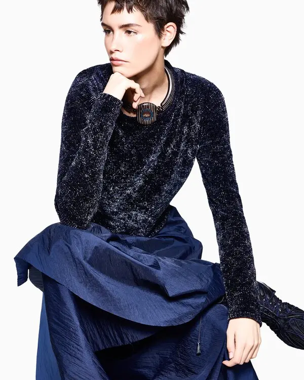 Giorgio Armani Devoré Chenille And Cashmere Blend Slim-fit Sweater