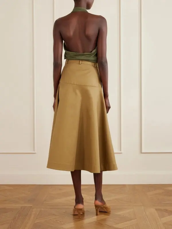 Balenciaga A-line Cotton Midi Skirt