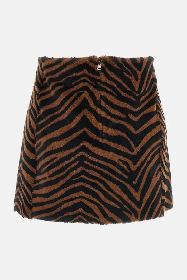 PAROSH Animalier Print Pony-hair Leather Mini Skirt