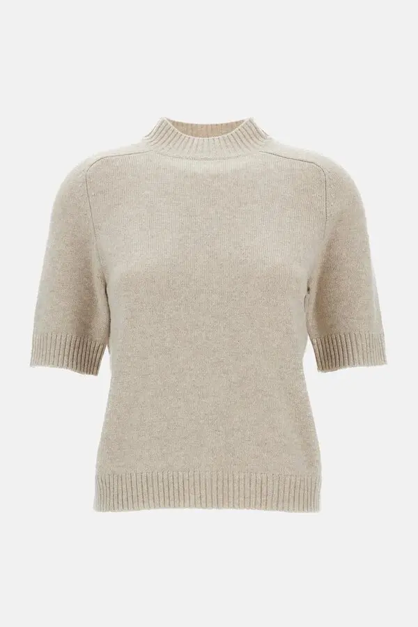 Loulou De Saison Ruth Short-sleeve Cashmere Sweater - Beige
