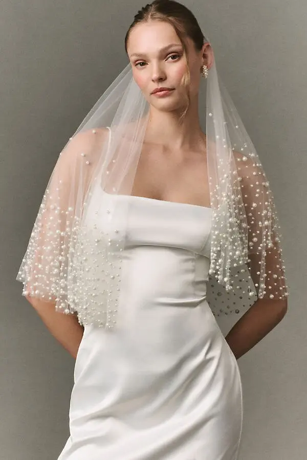 TWIGS & HONEY Pearl Droplets Fantasy Short Veil