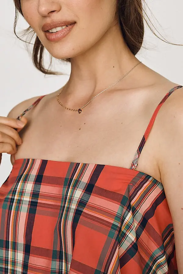 Maeve Jessica Strapless Swing Top - Pink Plaid