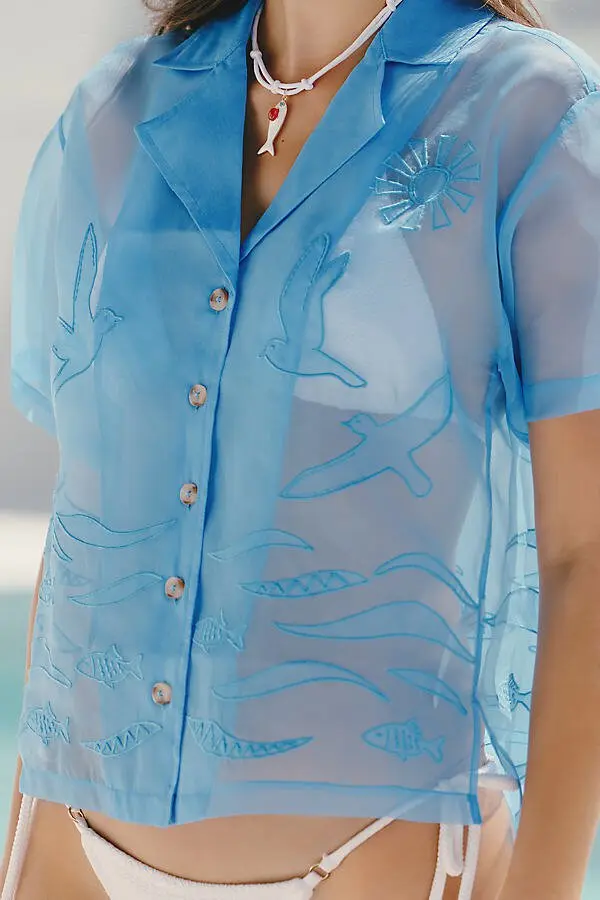CELANDINE Sheer Surf Shirt Top