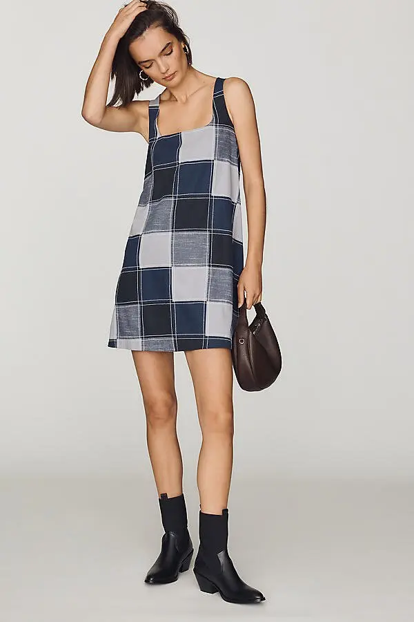 Maeve Keiko Cotton Mini Dress - Denim Patchwork