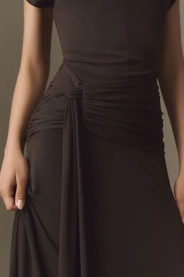 SIEMPRE Tie-skirt Jersey Maxi Dress