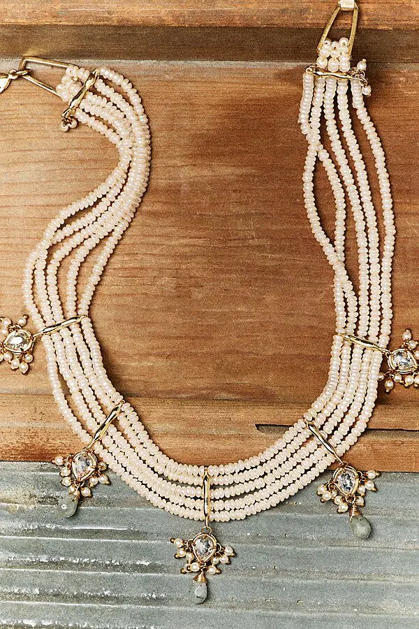 Anthropologie Ghost Ranch Beaded Necklace - Gold