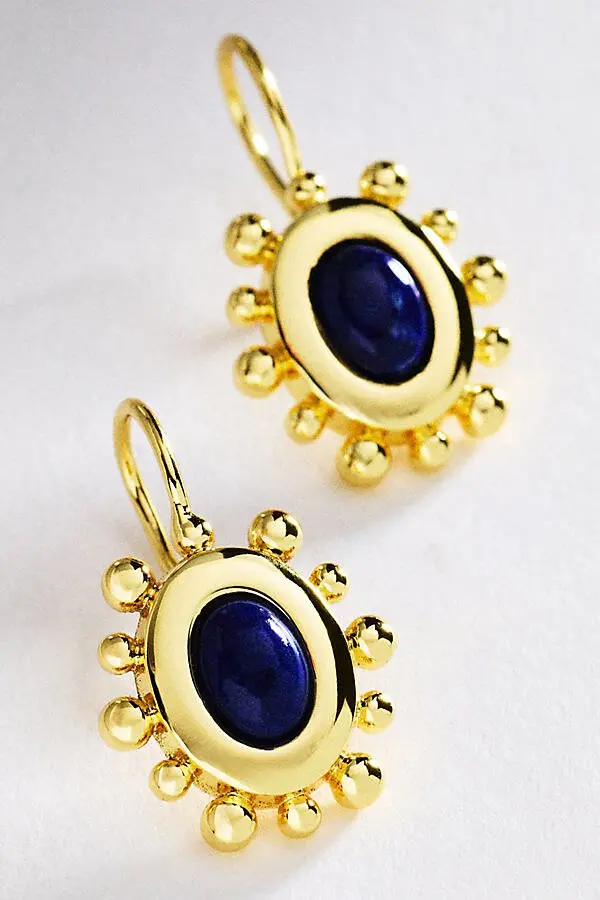 GOLDBUG COLLECTION Twiggy French Hook Earrgs - Blue Pattern