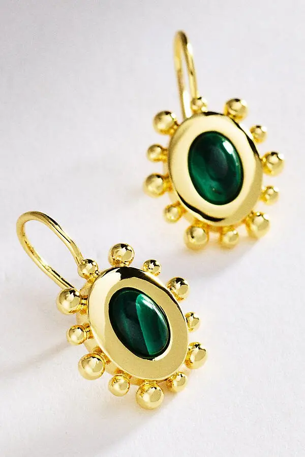 GOLDBUG COLLECTION Twiggy French Hook Earrgs - Green Pattern
