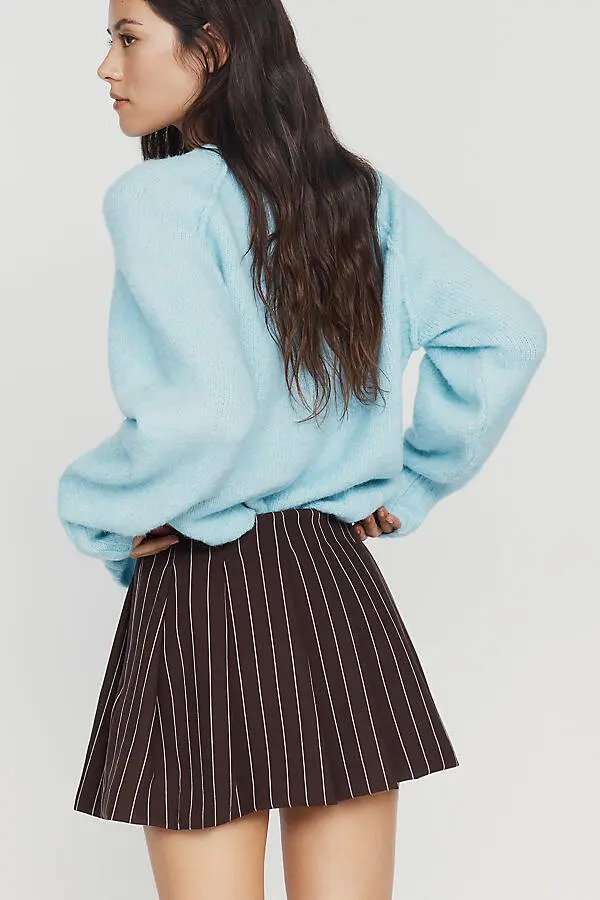 Maeve Printed Pleated Skort With Rouleau Buttons